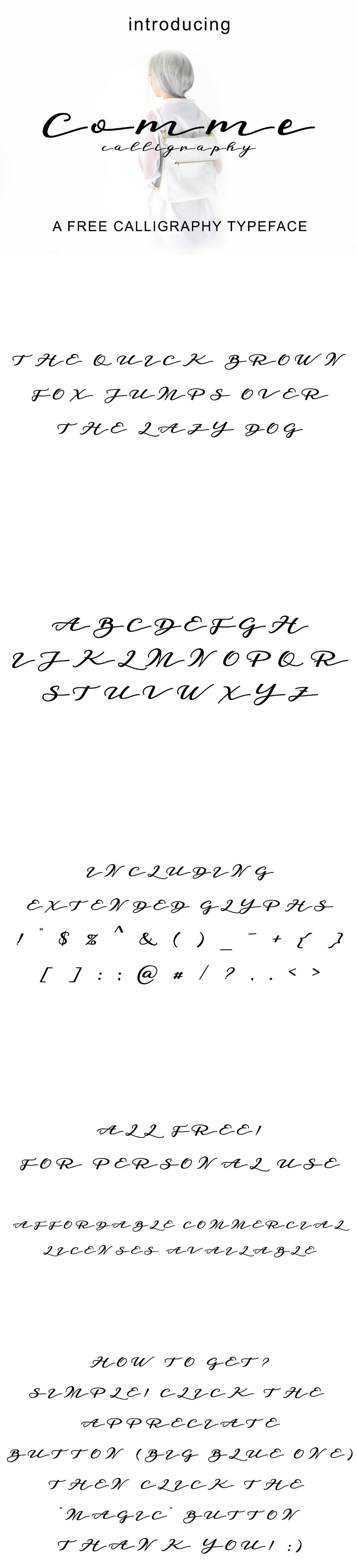 Download Comme Calligraphy font | dafonttop.com