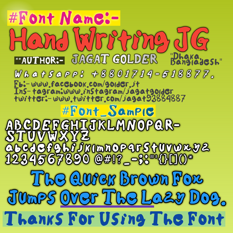 Download Hang Writing Jg font | dafonttop.com